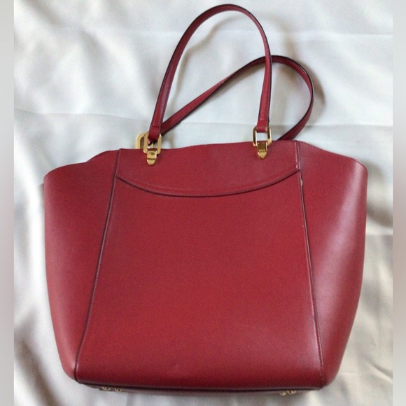 Ralph Lauren | Bags | Ralph Lauren Red Leather Tote Handbag Shopper Rll ...